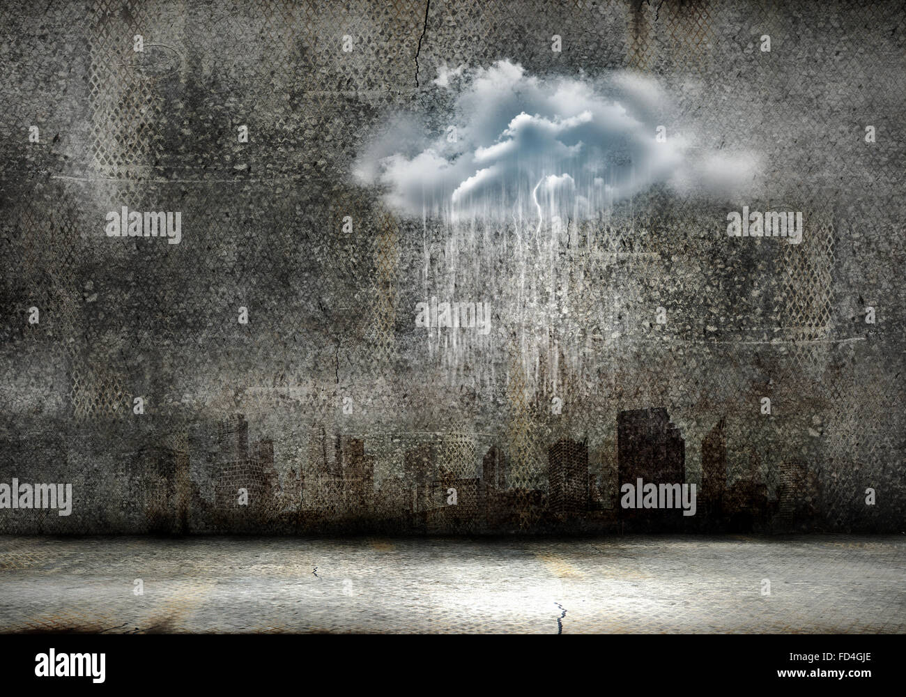 Background image of stone wall with rain and clouds Stock Photo - Alamy