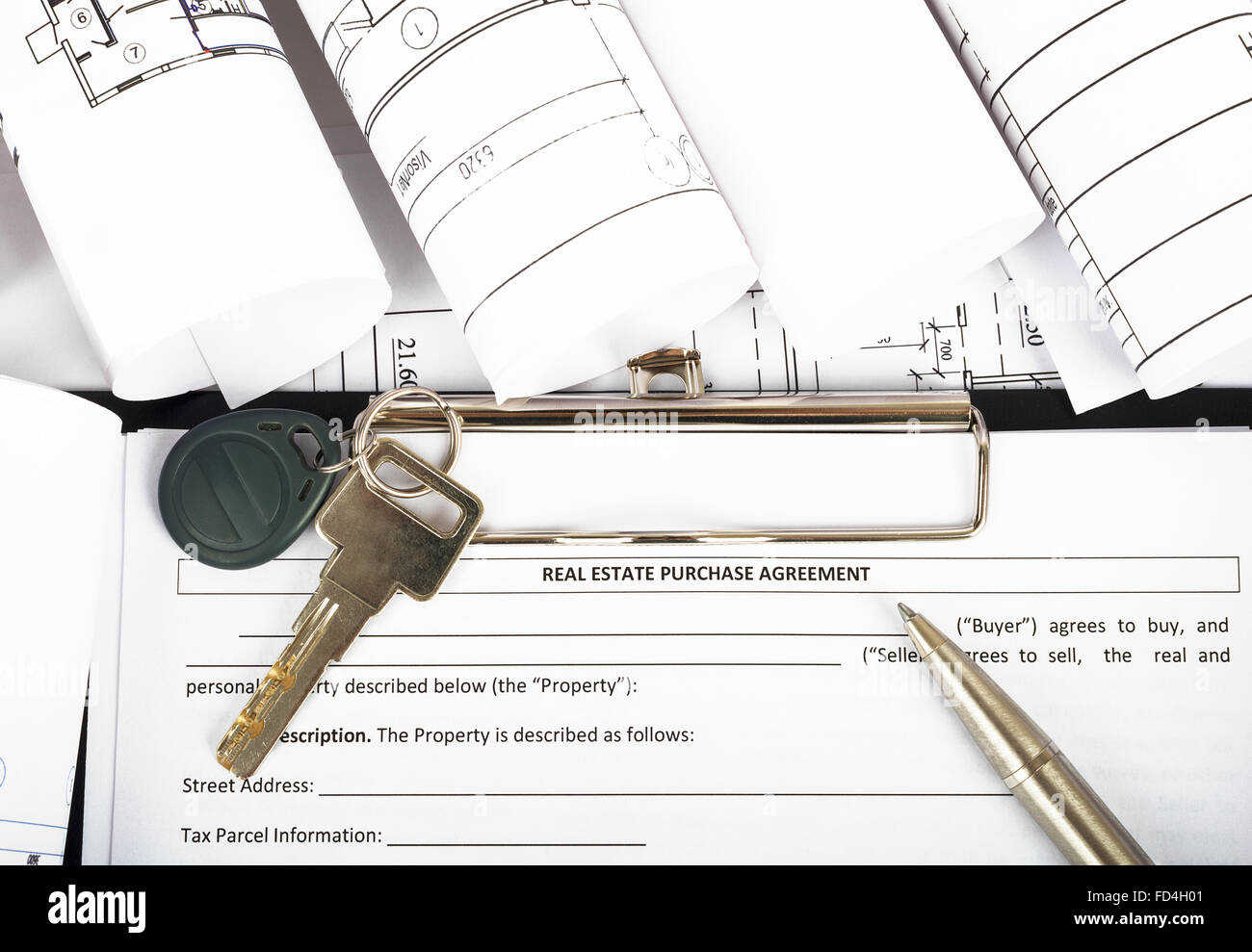Folder on blueprint Stock Photo - Alamy