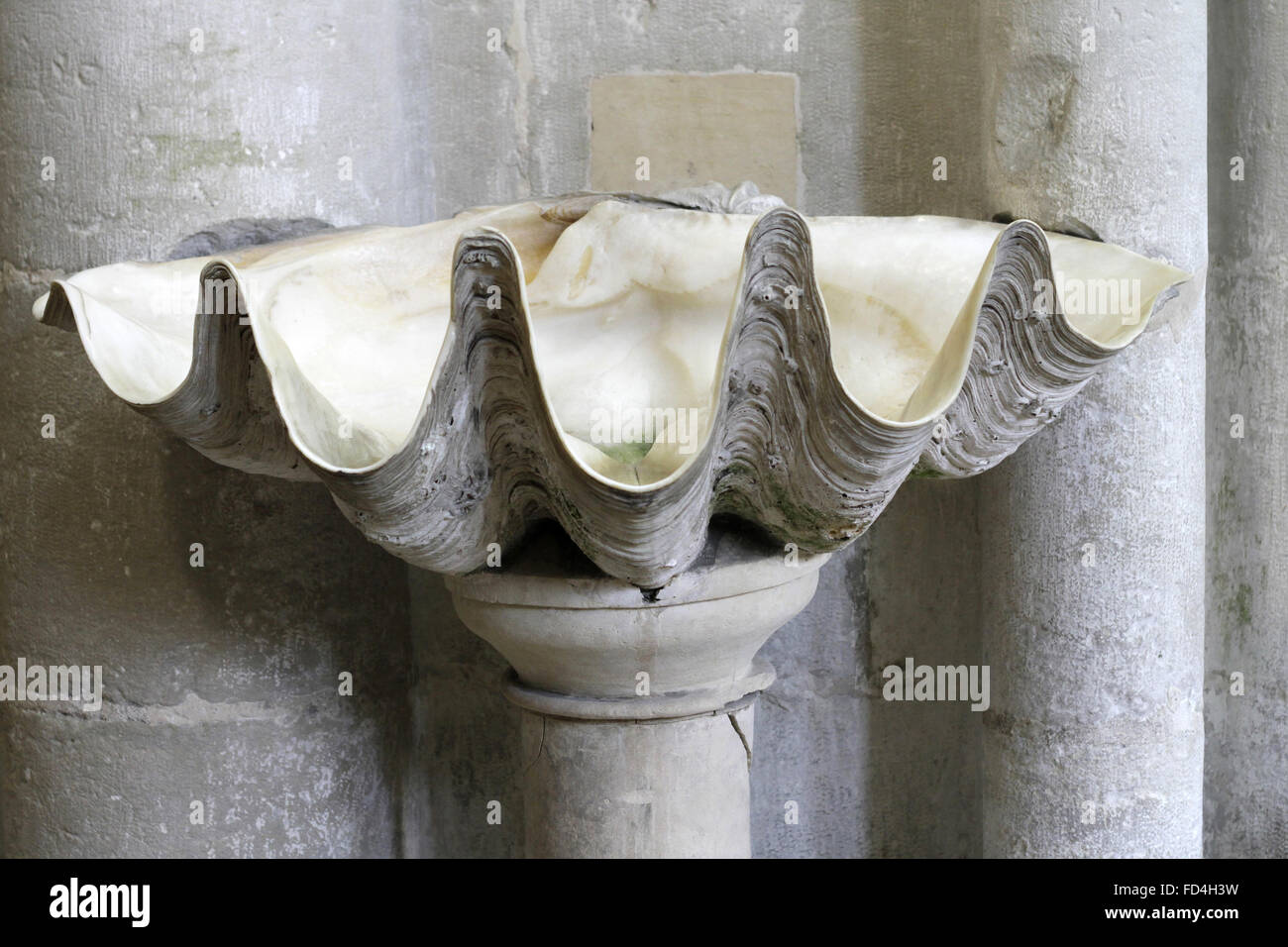 Holy water font. Holy trinity abbey Stock Photo - Alamy