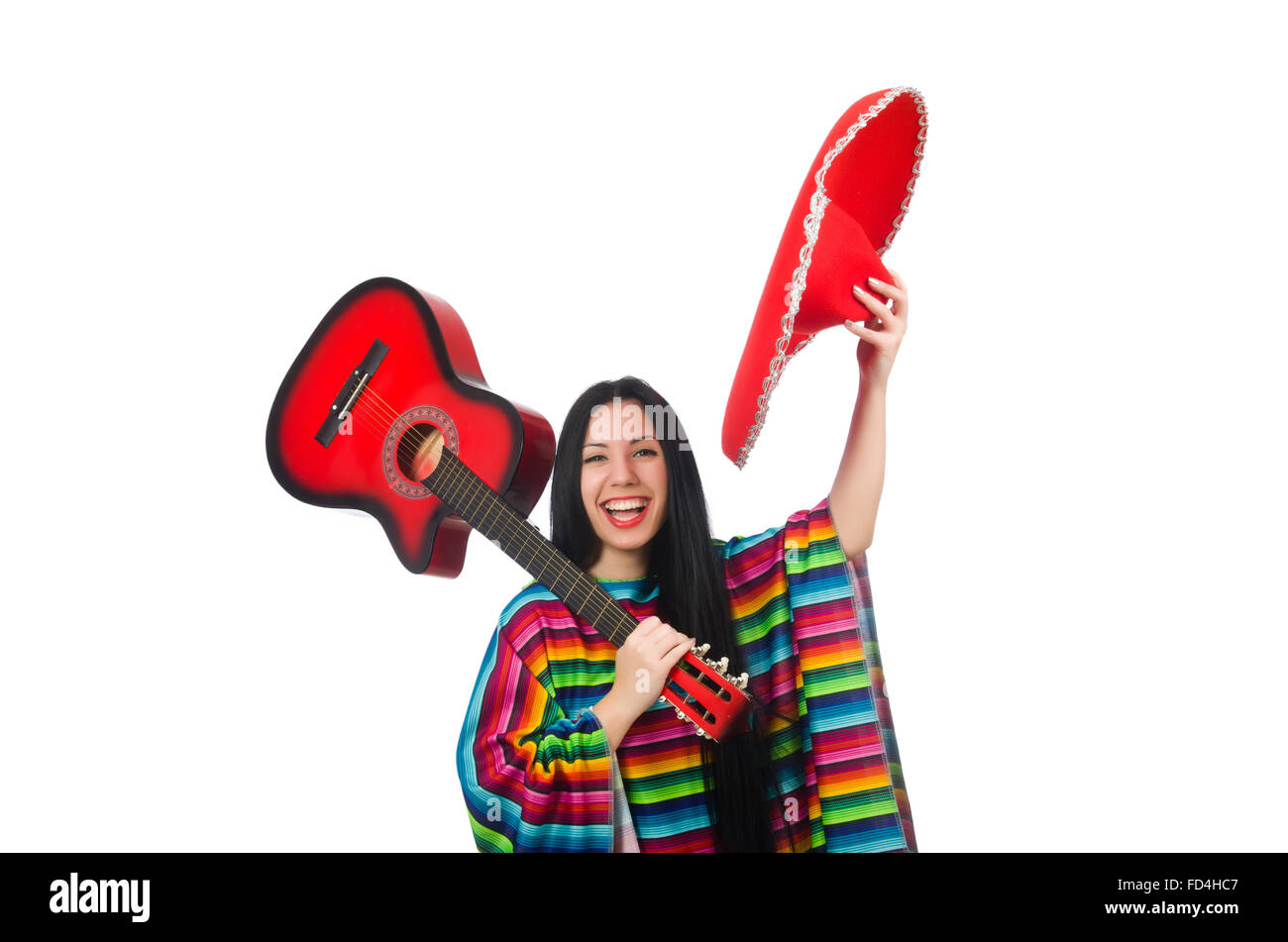 Mexican american woman playing guitar player hi-res stock photography ...