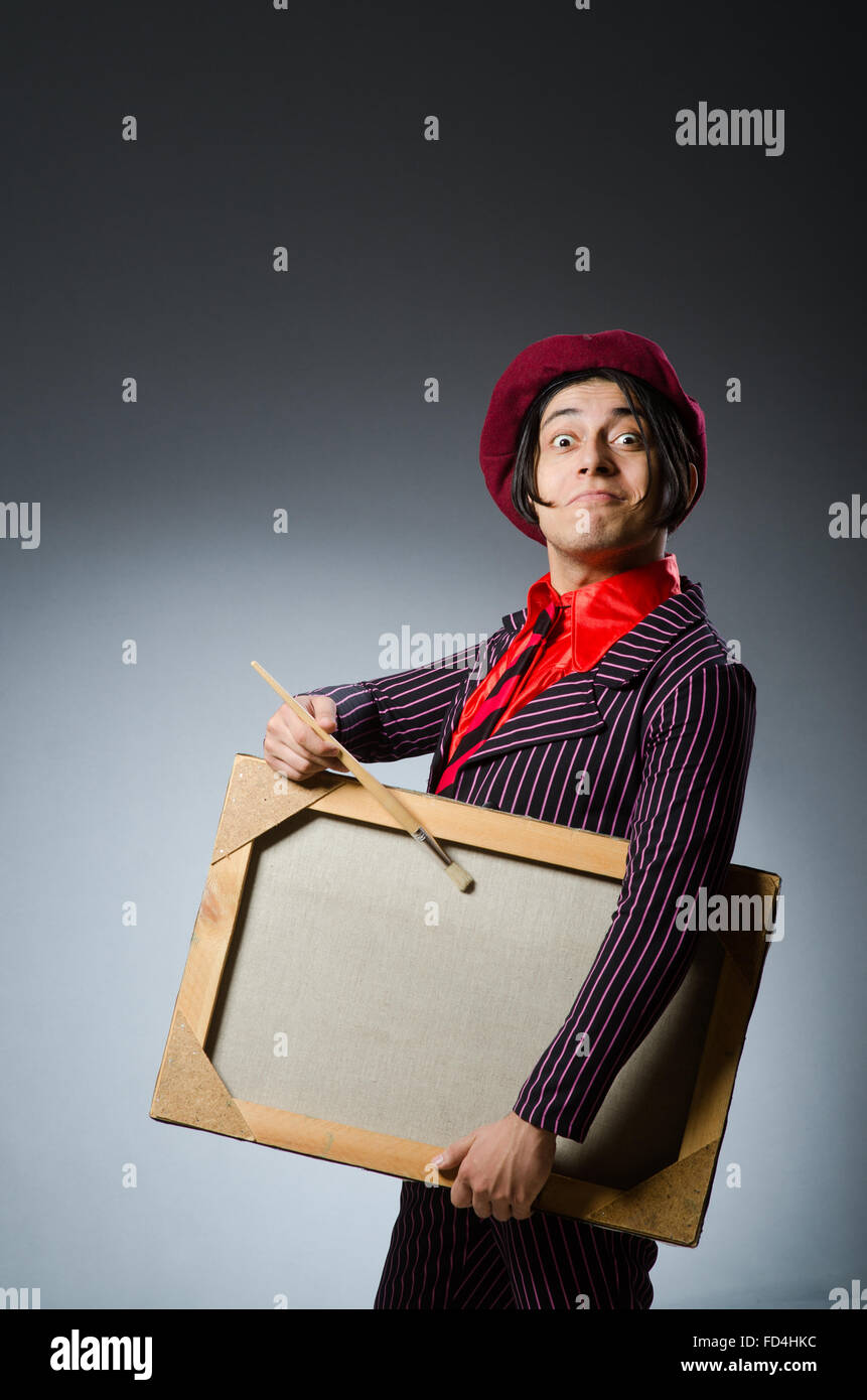 The funny artist with his artwork Stock Photo - Alamy