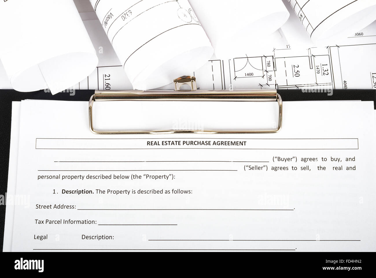 Folder on blueprint Stock Photo - Alamy