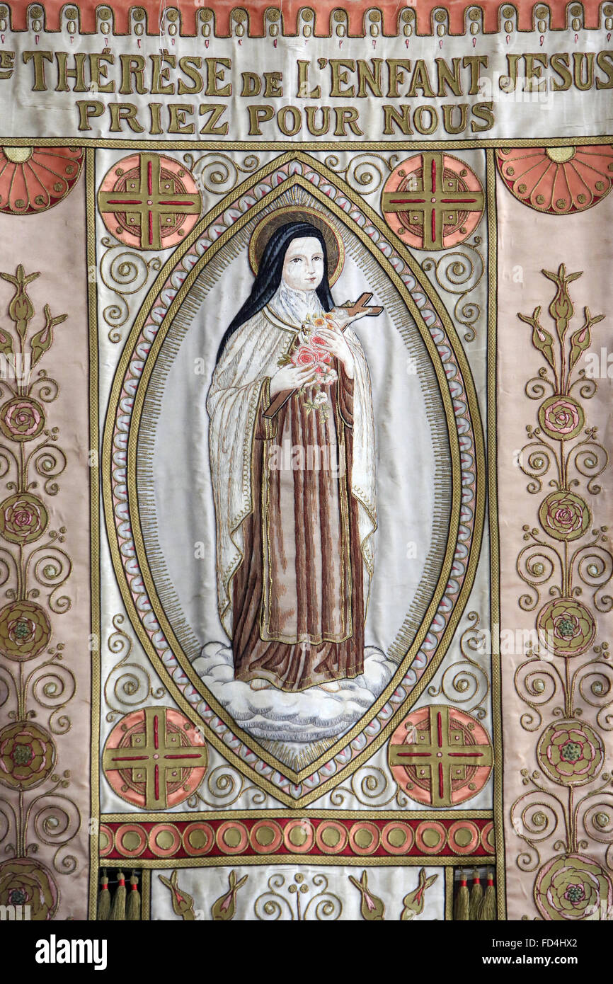 Banner : "St. Therese of the Child Jesus, pray for us Stock Photo - Alamy