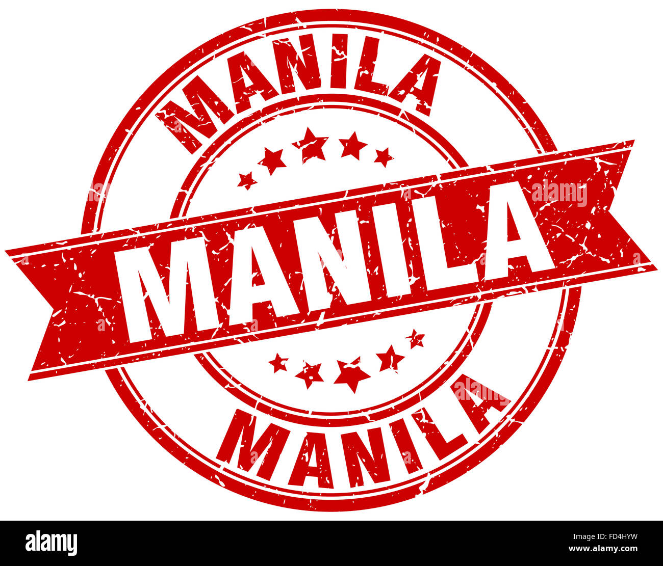 Manila red round grunge vintage ribbon stamp Stock Photo - Alamy
