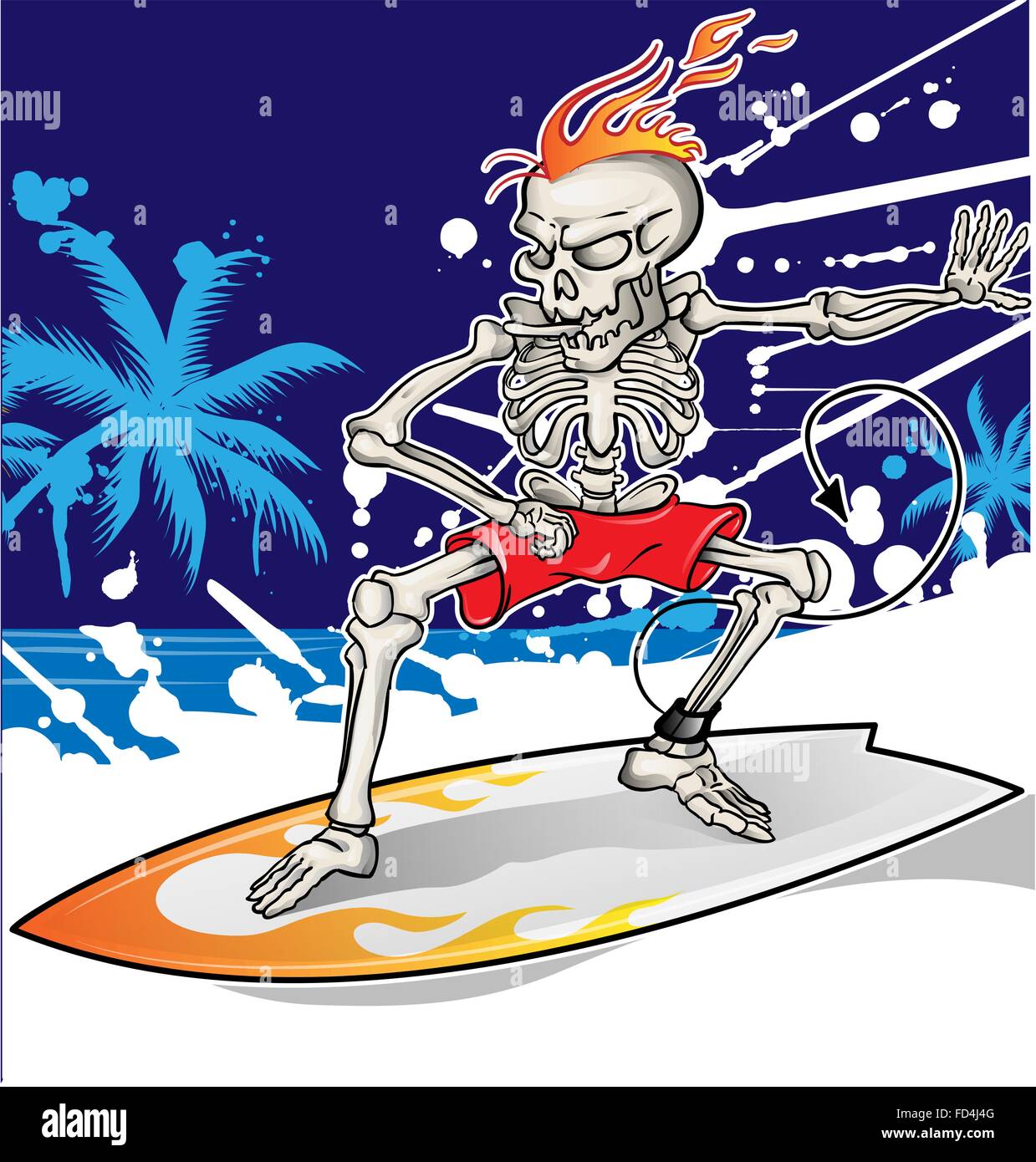 skeleton surfer on summer sea background Stock Vector Image & Art - Alamy
