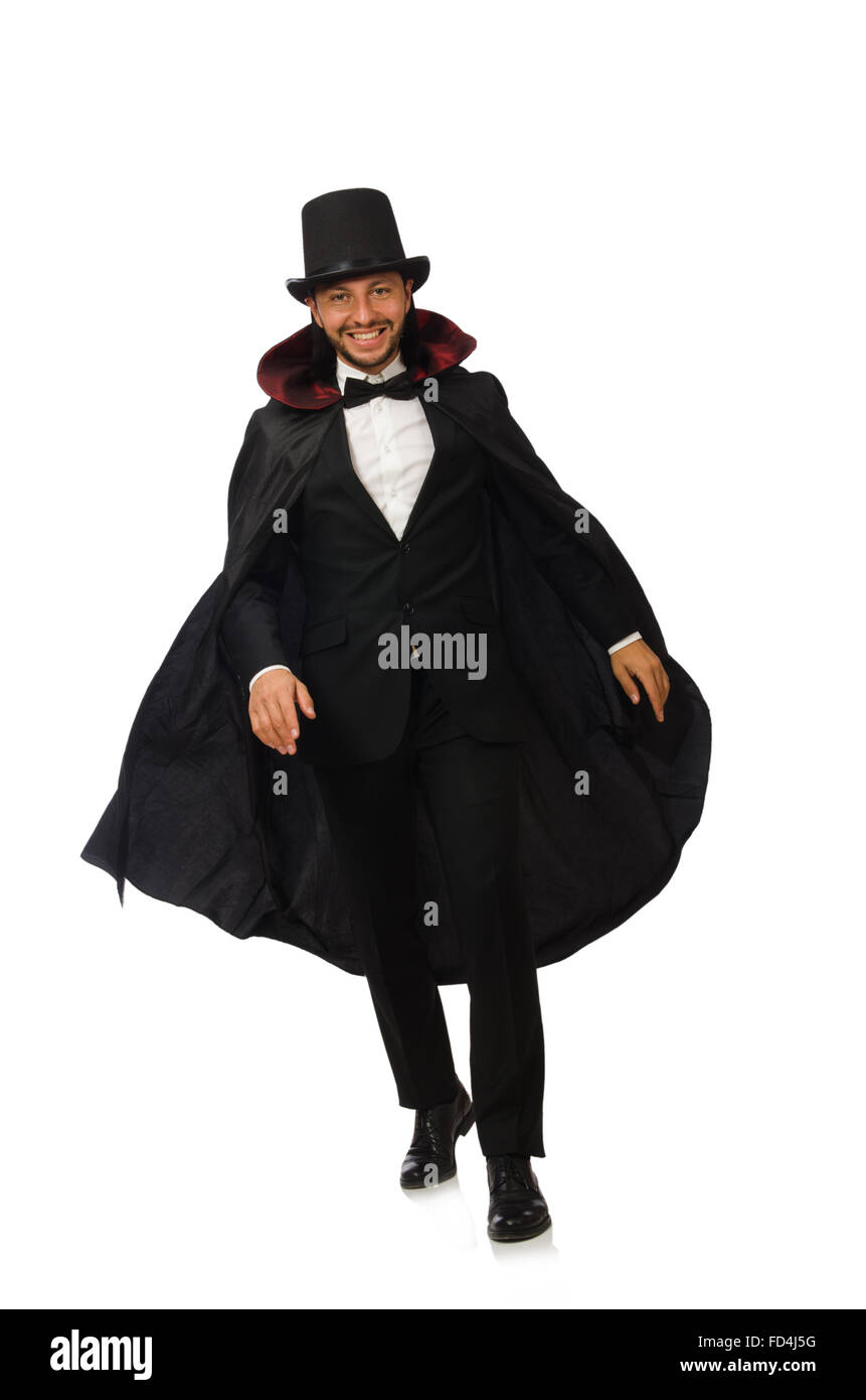 The man magician isolated on white Stock Photo - Alamy
