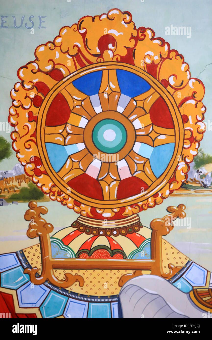 Dharma wheel. Dashang Kagyu Ling congregation. Temple of the Thousand ...