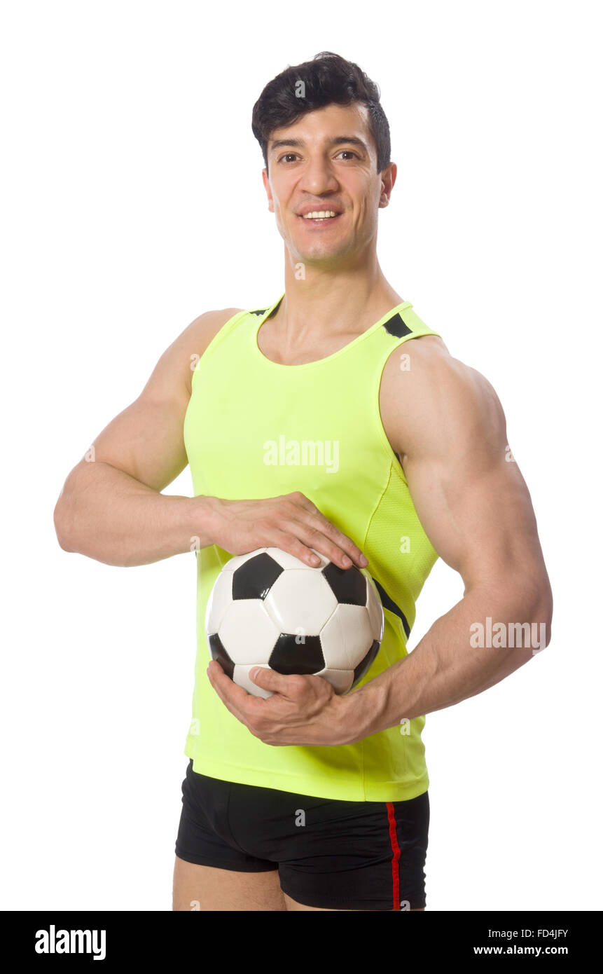 The man with football isolated on white Stock Photo - Alamy