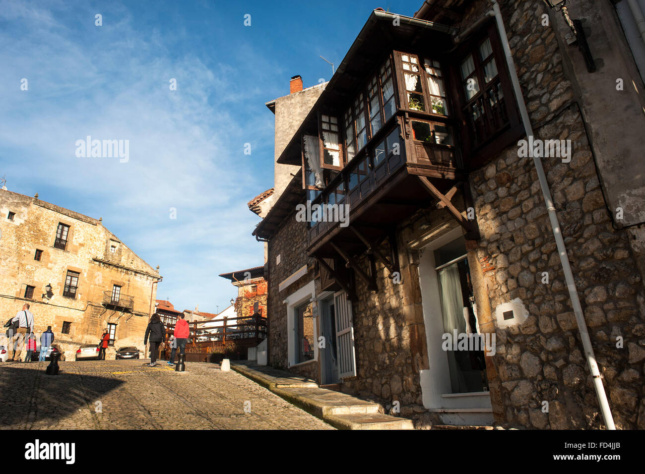 Typical street of the town of Comillas (Cantabria) one of the most ...