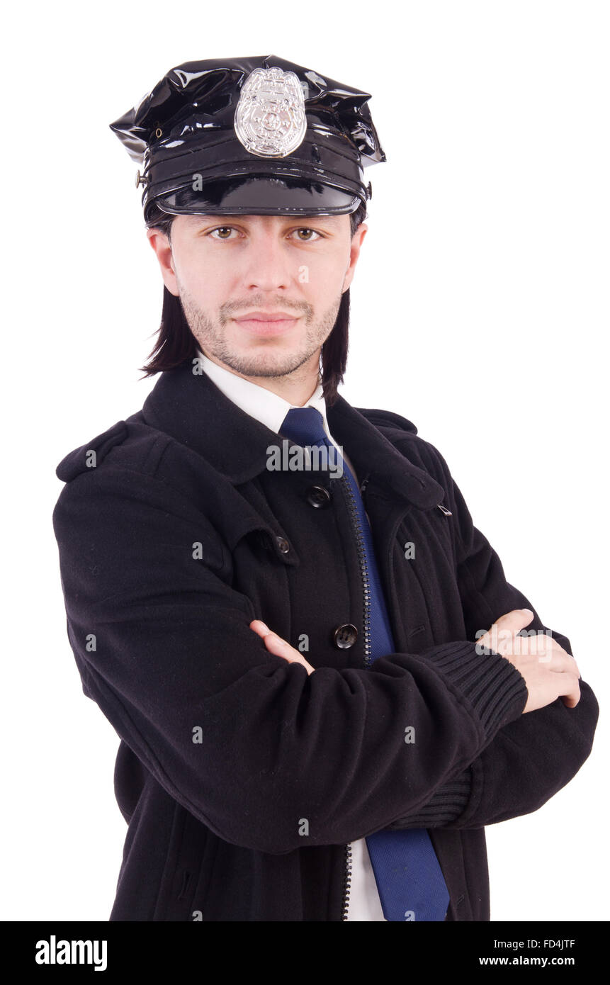 The police officer isolated on white Stock Photo - Alamy