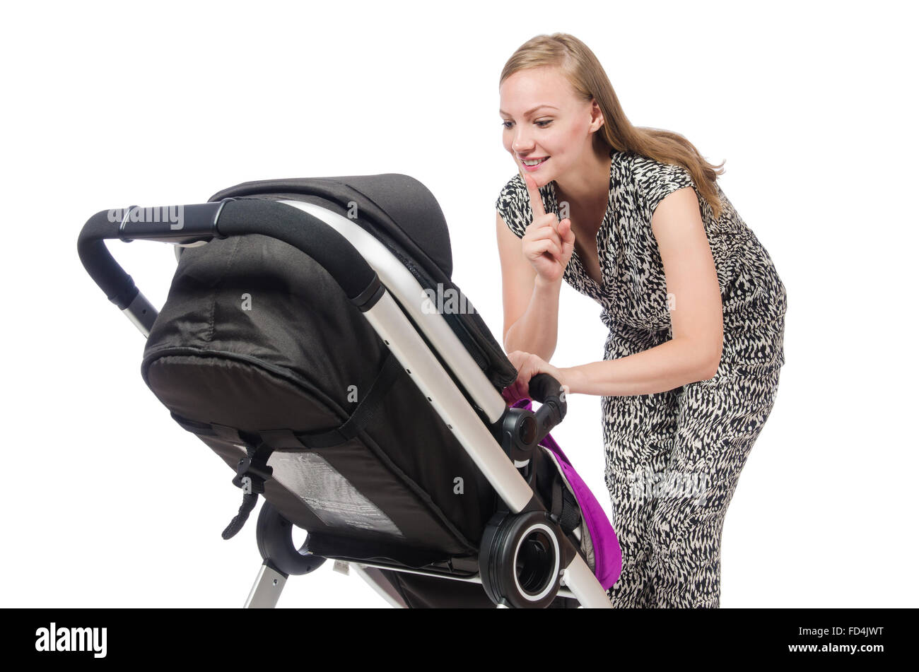 The happy mom with her baby in pram Stock Photo - Alamy