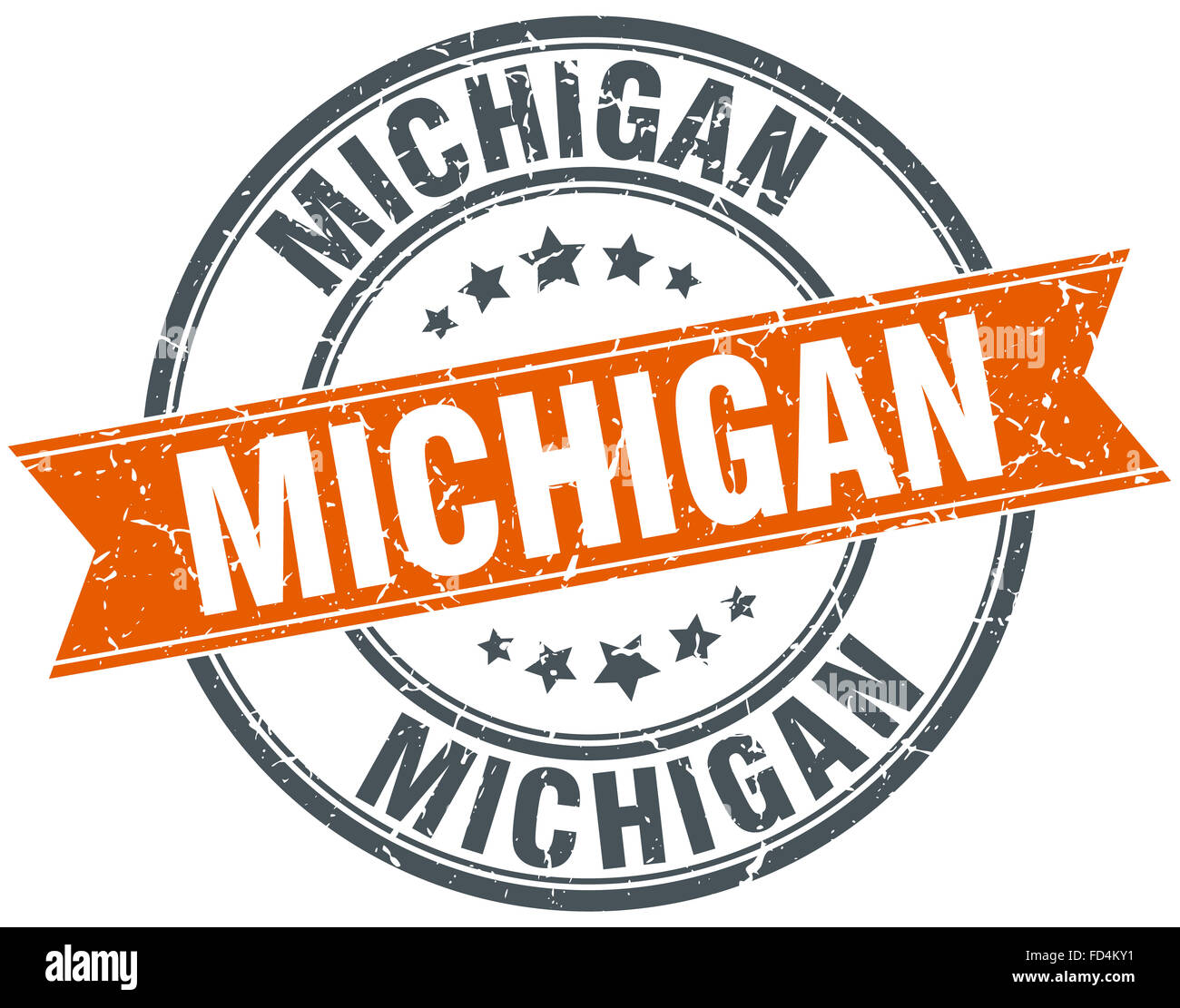 Michigan red round grunge vintage ribbon stamp Stock Photo - Alamy