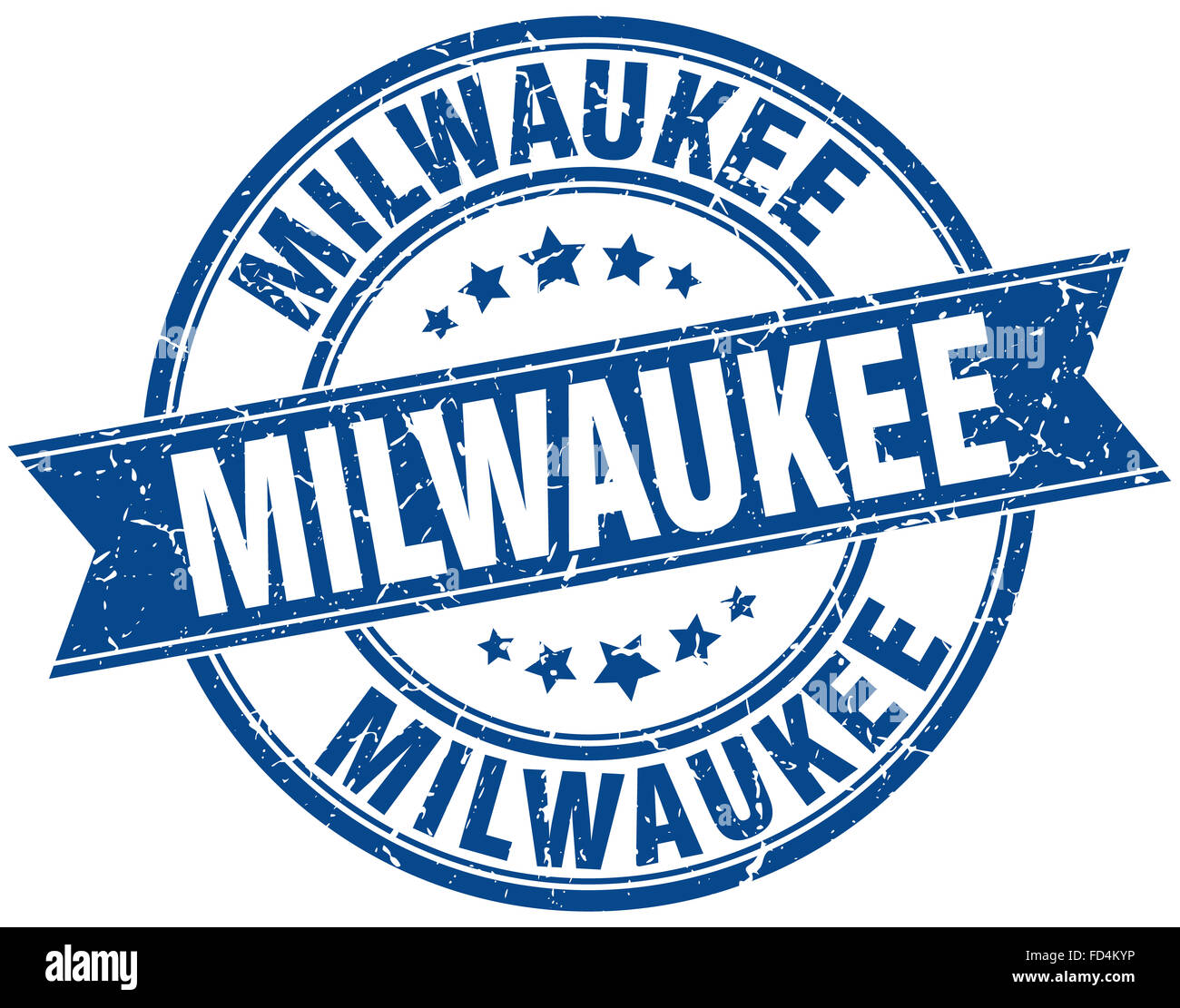 Milwaukee blue round grunge vintage ribbon stamp Stock Photo - Alamy