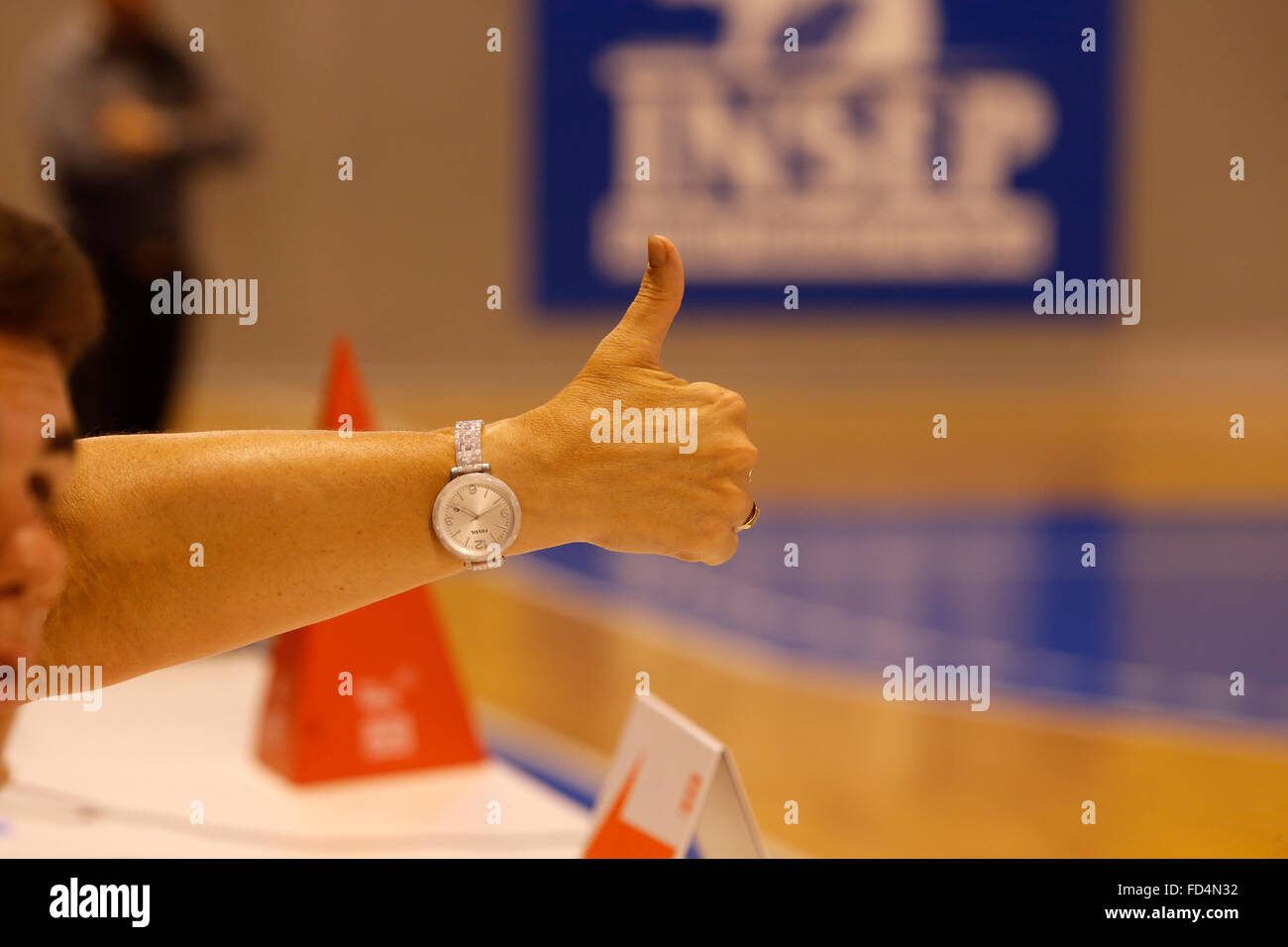 Basket ball match referee Stock Photo - Alamy