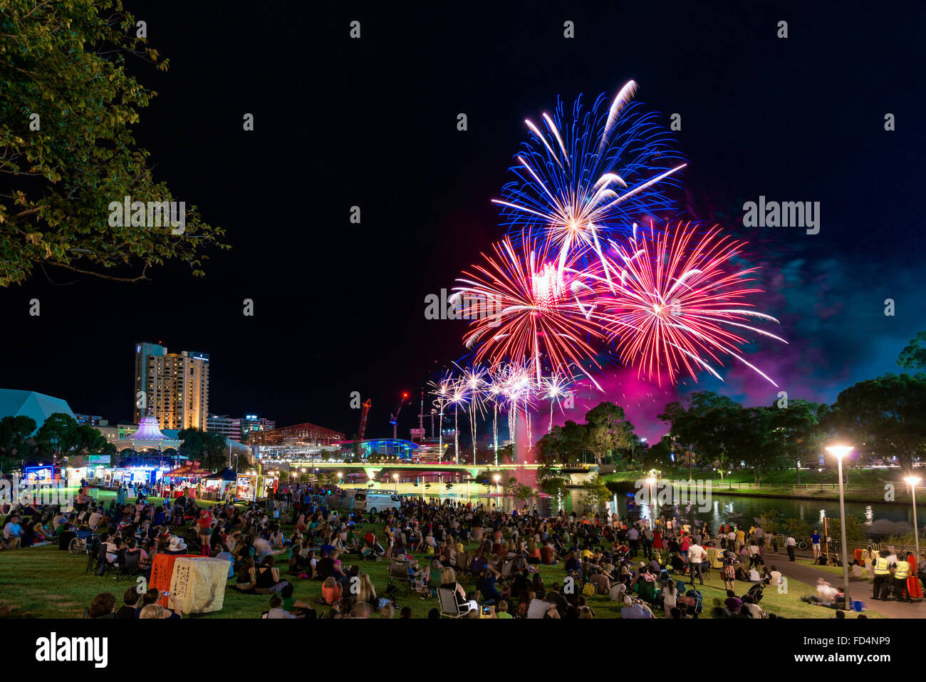 Adelaide, Australia - January 26, 2016: People gathered in Elder Park ...