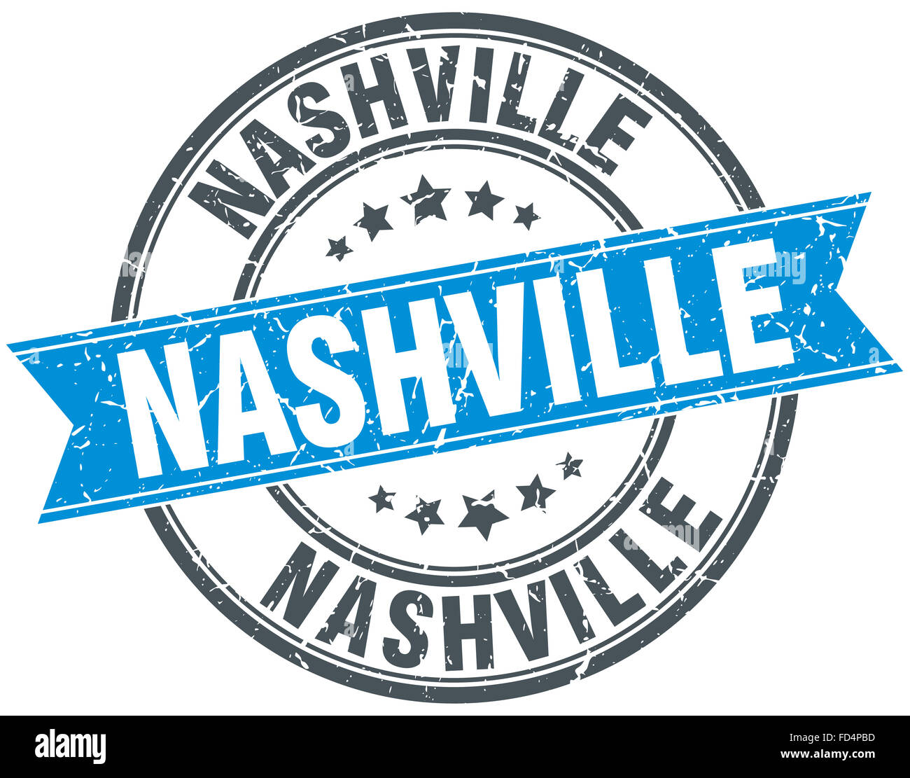 Nashville blue round grunge vintage ribbon stamp Stock Photo - Alamy