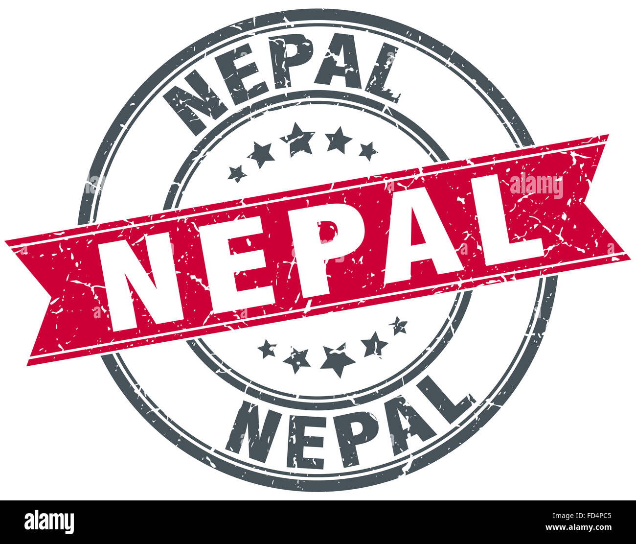 Nepal red round grunge vintage ribbon stamp Stock Photo - Alamy
