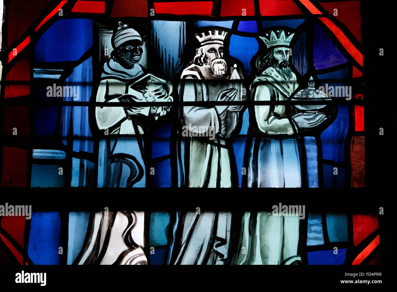 Stained glass window. The Magi Stock Photo - Alamy