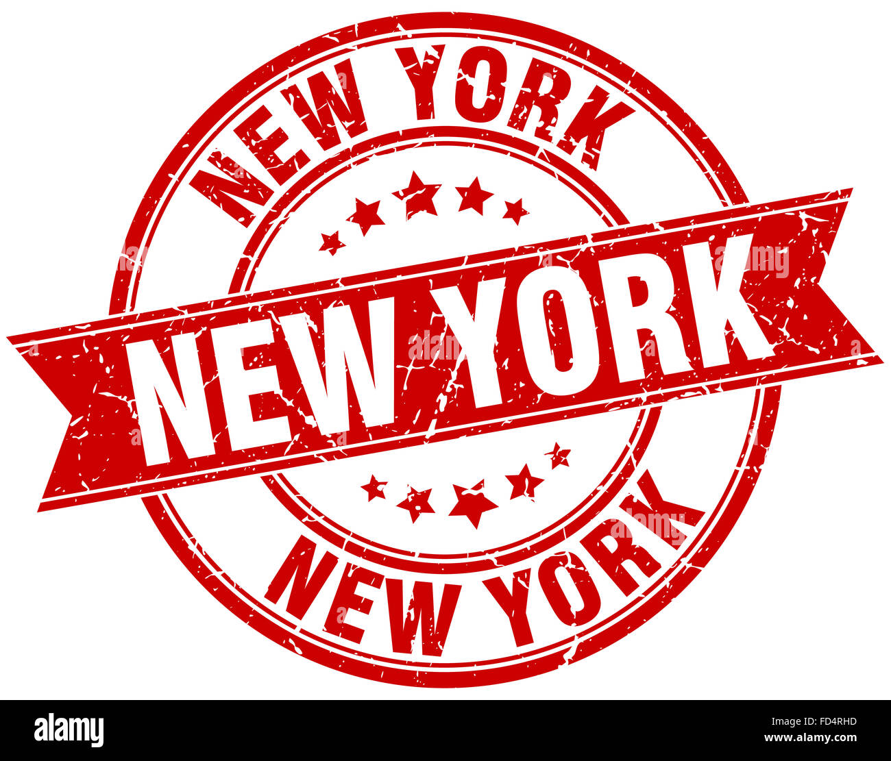 New York red round grunge vintage ribbon stamp Stock Photo - Alamy