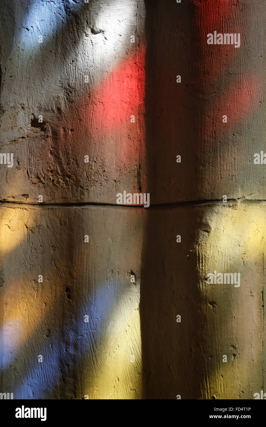 Colourful reflection of a stained glass window in a church Stock Photo ...