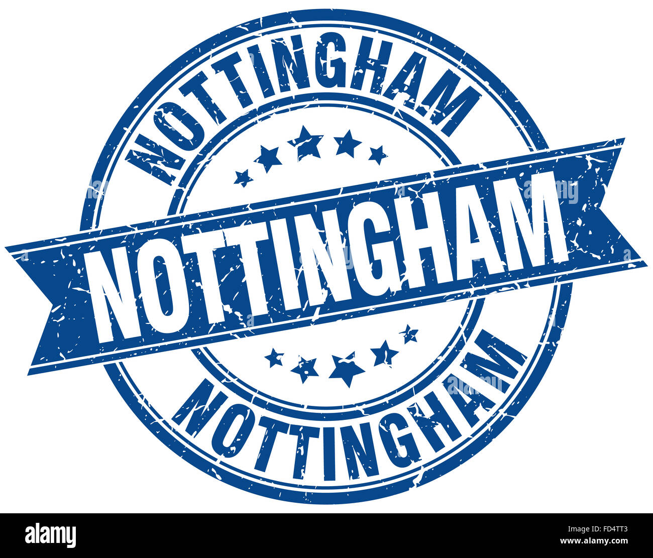 Nottingham blue round grunge vintage ribbon stamp Stock Photo - Alamy