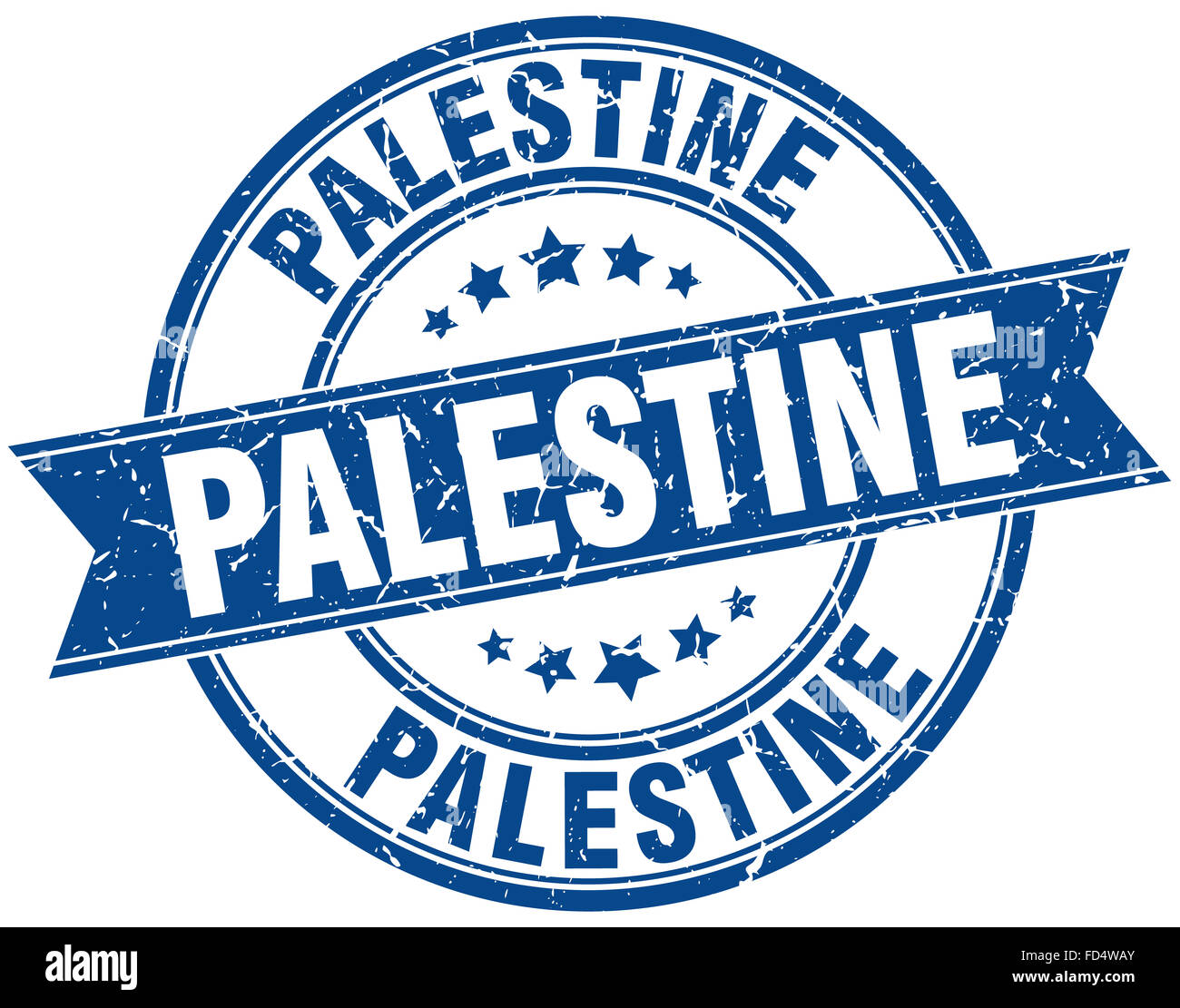 Palestine blue round grunge vintage ribbon stamp Stock Photo - Alamy