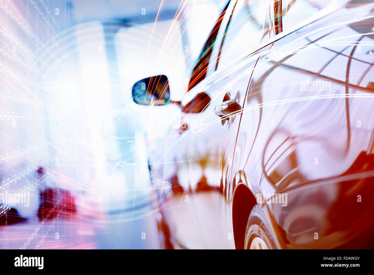 Back view of automobile in sales salon Stock Photo - Alamy
