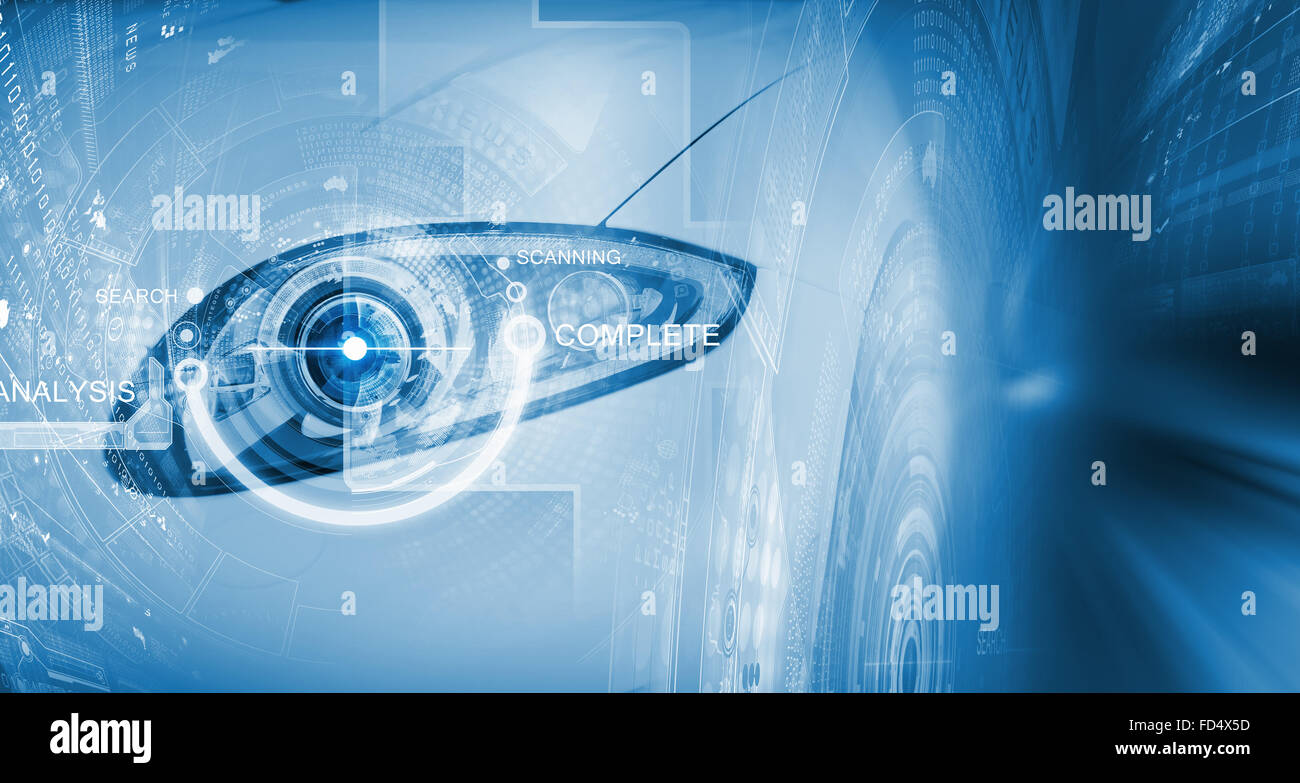 Close up image of car headlight. Innovation concept Stock Photo - Alamy