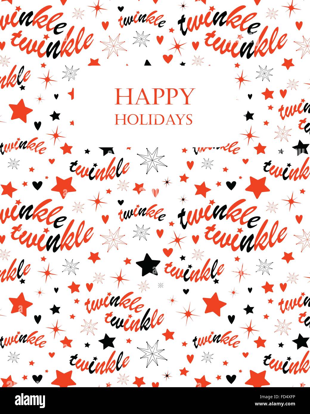 Holiday background with stars and twinkle twinkle lettering. Hand drawn ...