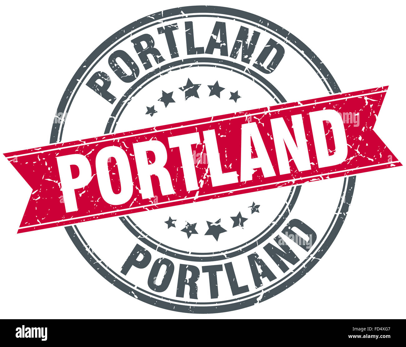 Portland red round grunge vintage ribbon stamp Stock Photo - Alamy