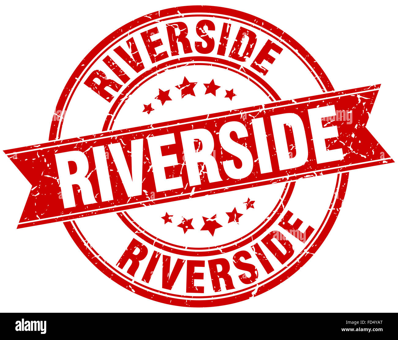 Riverside red round grunge vintage ribbon stamp Stock Photo - Alamy