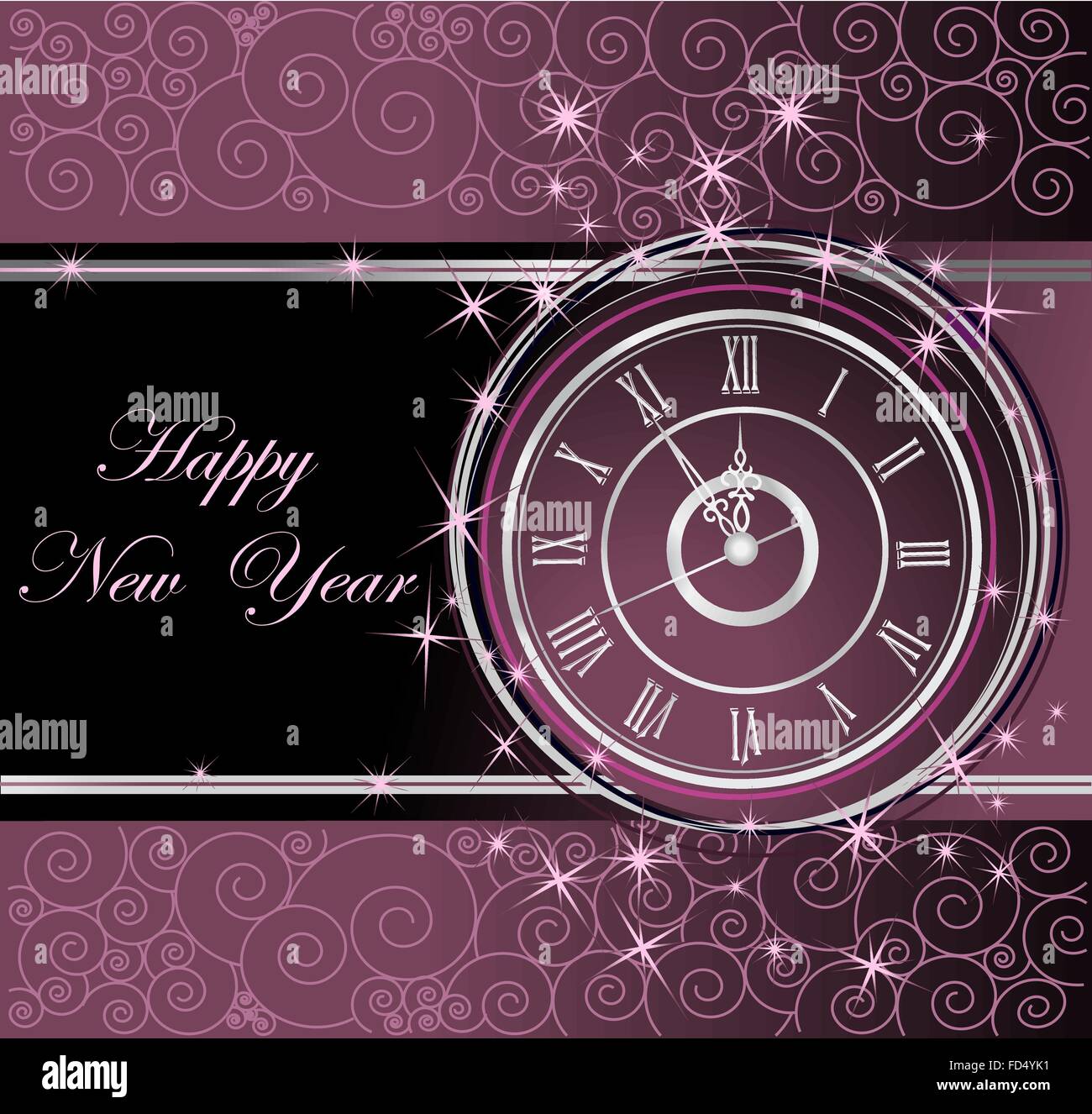Happy New Year background with clock Stock Vector Image & Art - Alamy