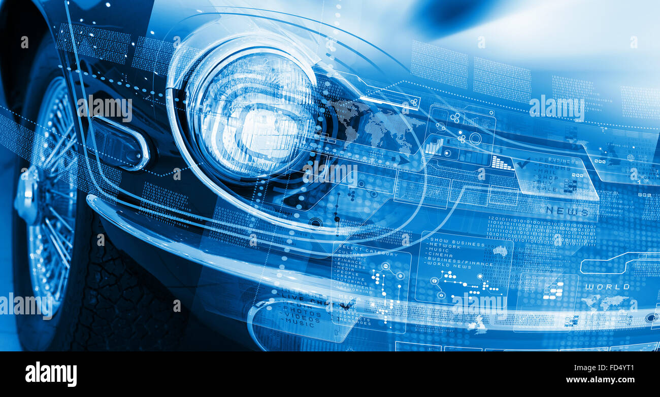 Close up image of car headlight. Innovation concept Stock Photo - Alamy