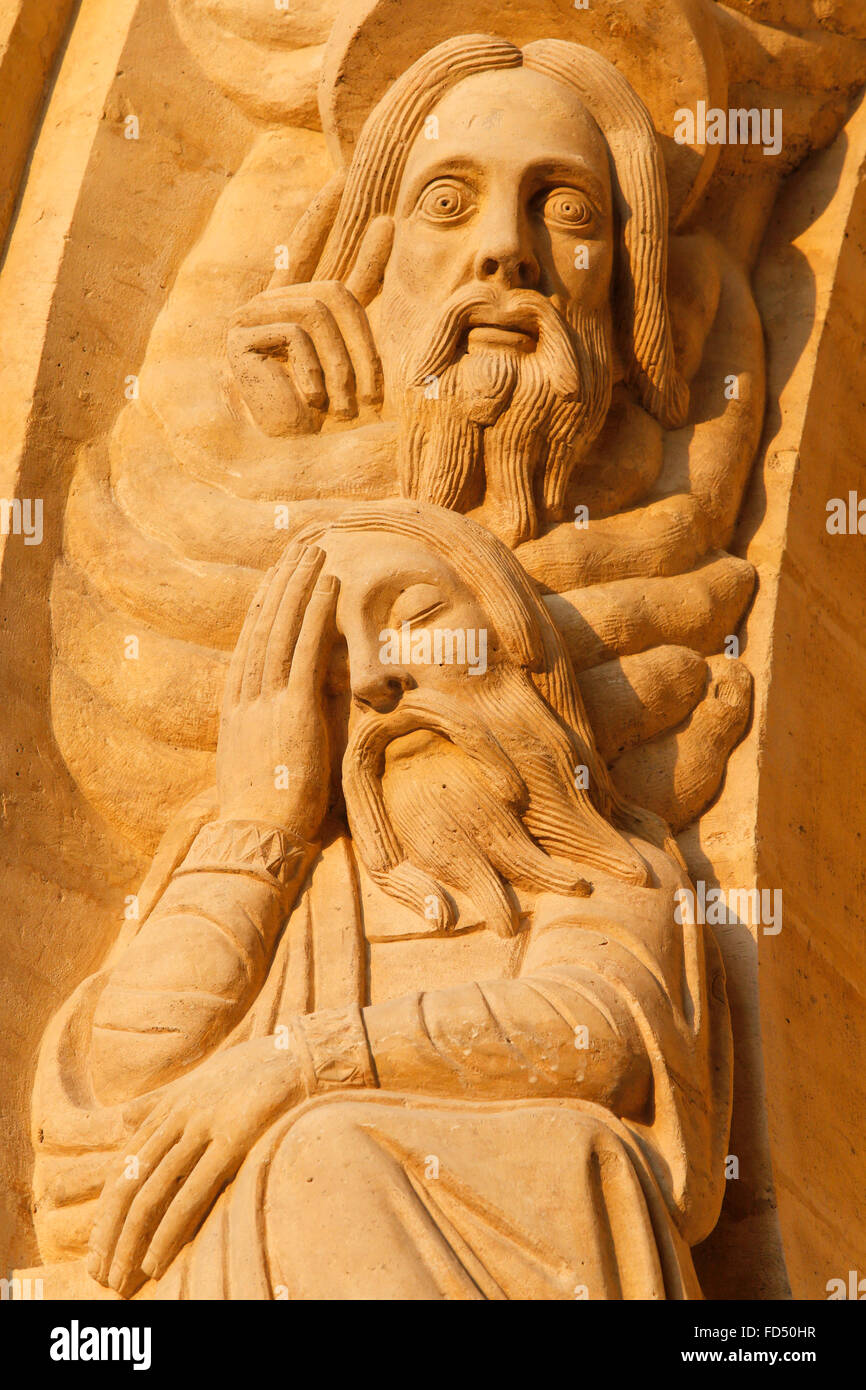 Saint Denis's basilica. Tympanum arch sculpture depicting kings of the ...