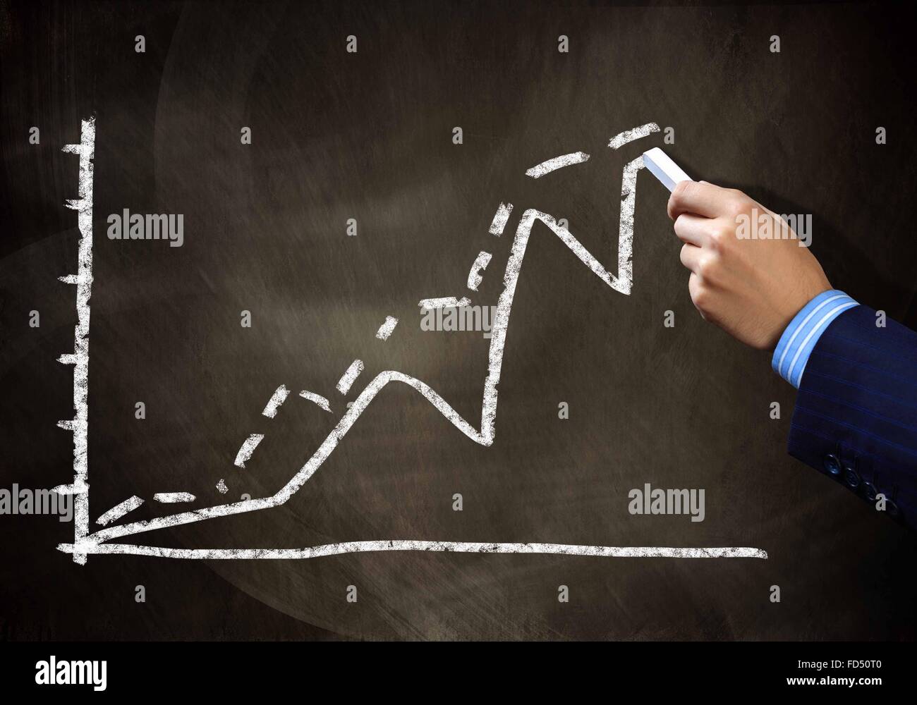 Close up of human hand drawing graphs with chalk Stock Photo - Alamy