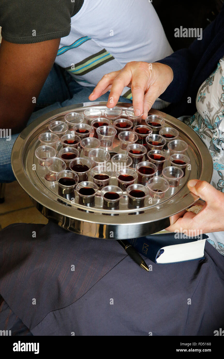 Sunday service in an evangelical church. Communion Stock Photo - Alamy