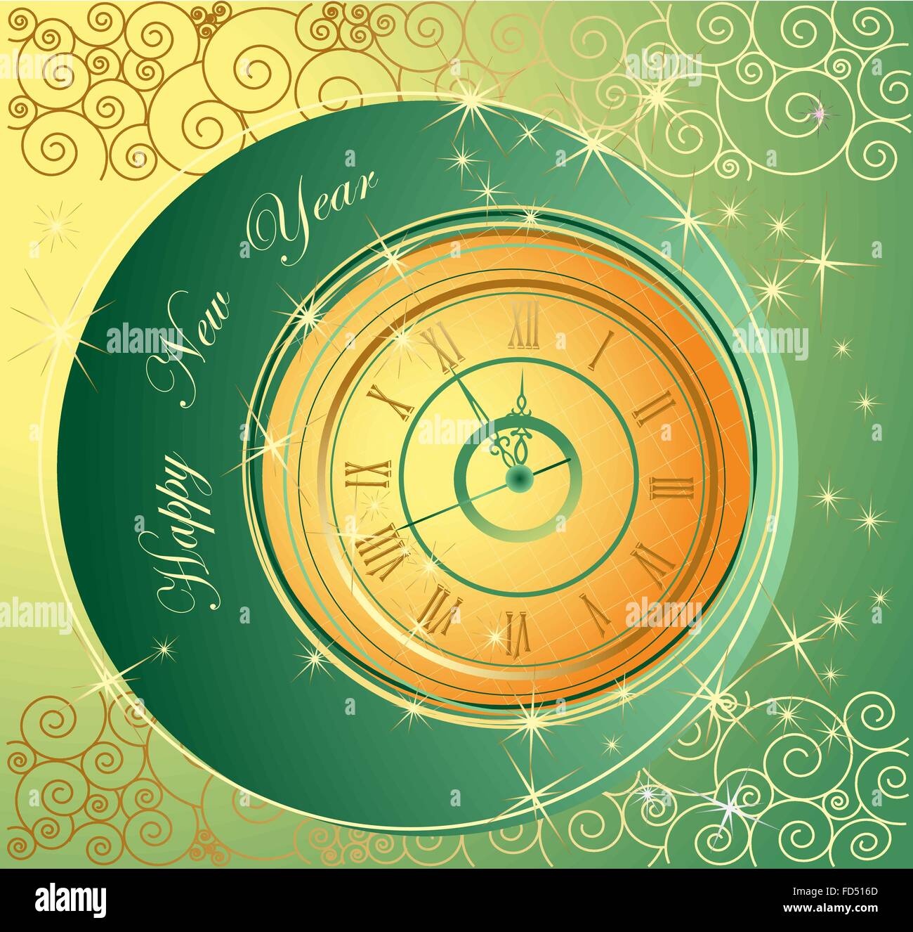 Happy New Year background with clock Stock Vector Image & Art - Alamy