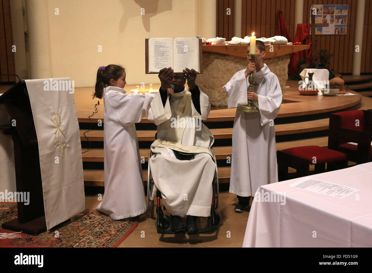 Catholic Mass. Gospel book Stock Photo - Alamy