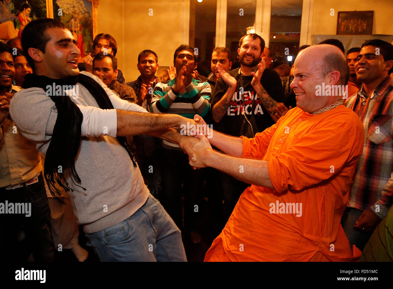 Devotees dancing in an ISKCON temple Stock Photo - Alamy