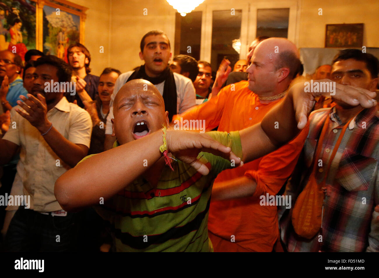 Devotees dancing in an ISKCON temple Stock Photo - Alamy