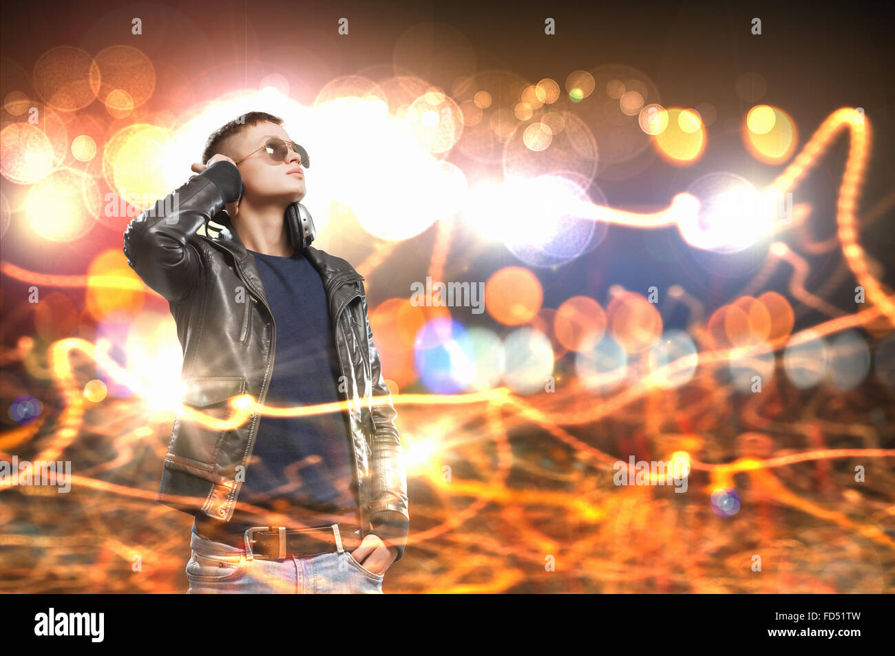 Image of young man rock musician at concert Stock Photo - Alamy
