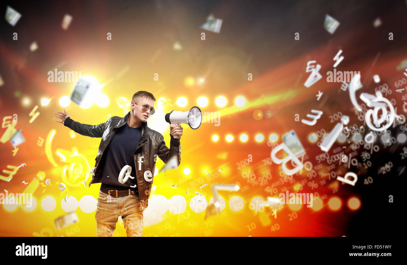 Megaphone singer hi-res stock photography and images - Alamy