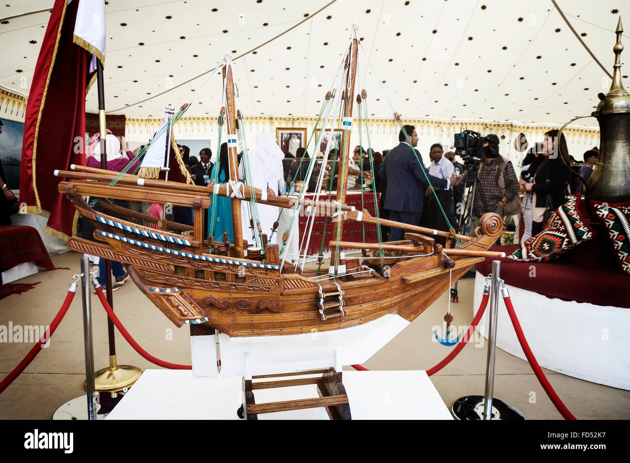 Model of a Sambour. A middle eastern Dhow wooden model boat on display ...