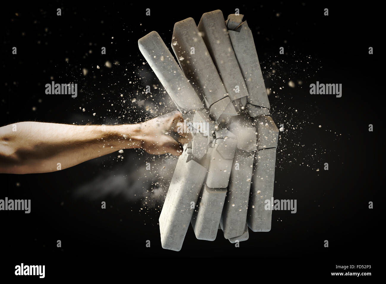 Hand breaking bricks hi-res stock photography and images - Alamy