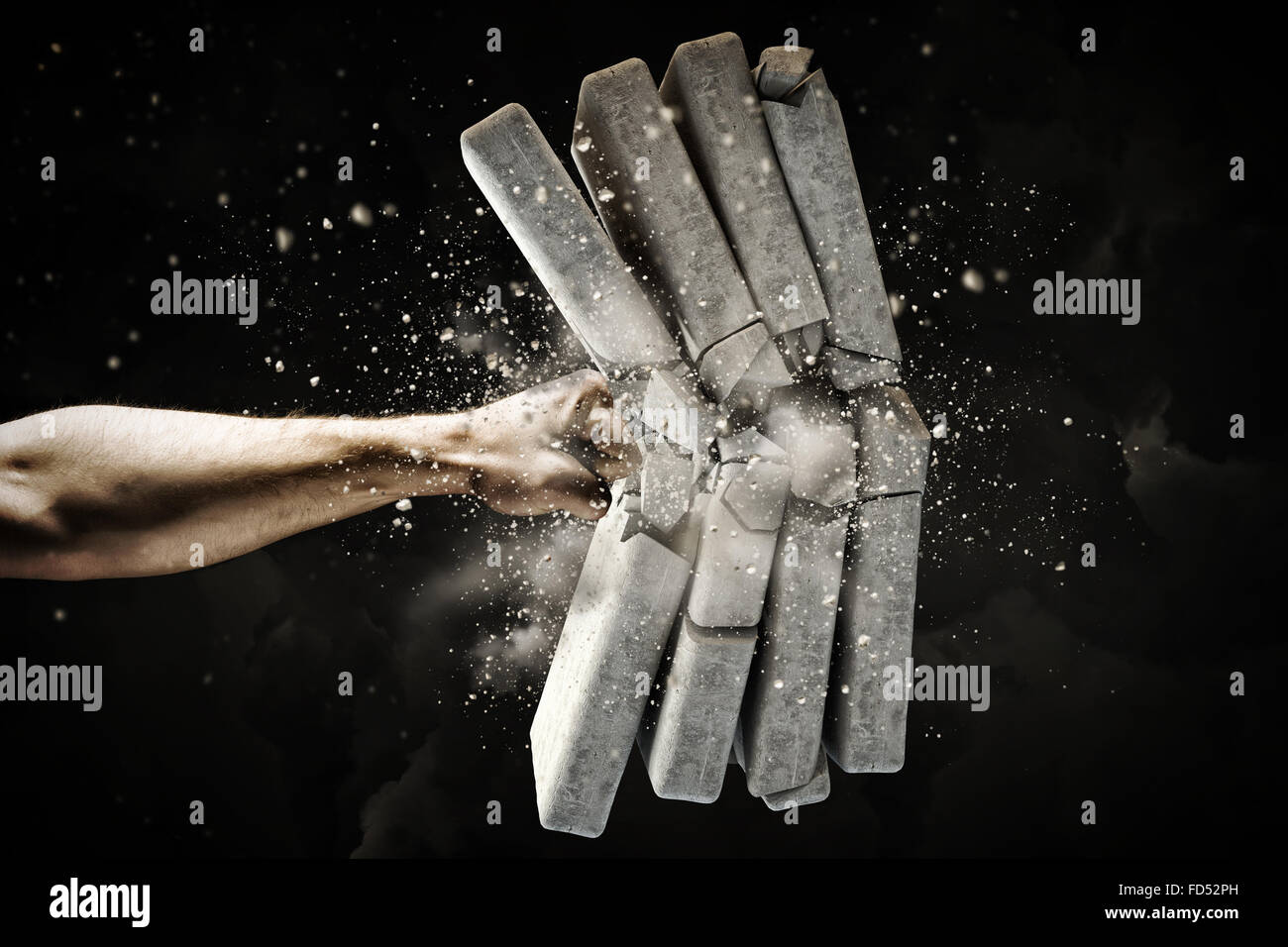 Hand breaking bricks hi-res stock photography and images - Alamy