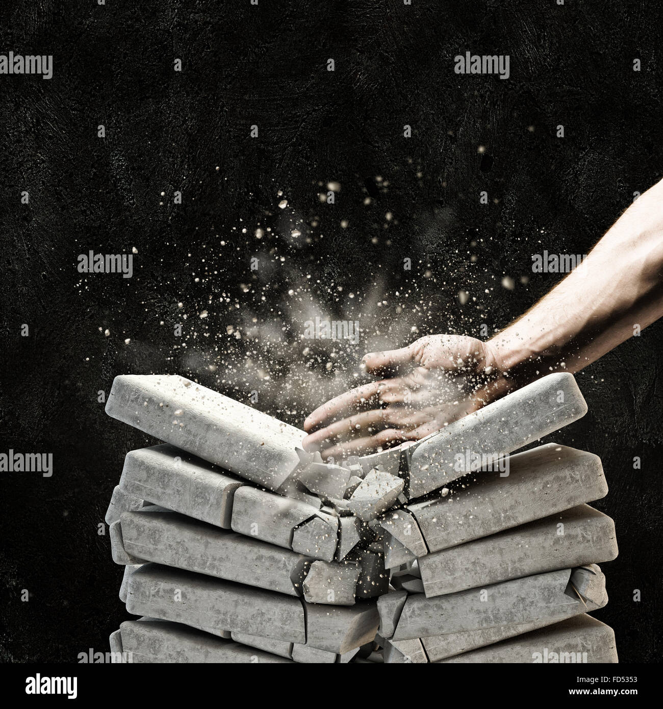 Karate Chop Bricks Karate Break Bricks Hi Res Stock Photography And