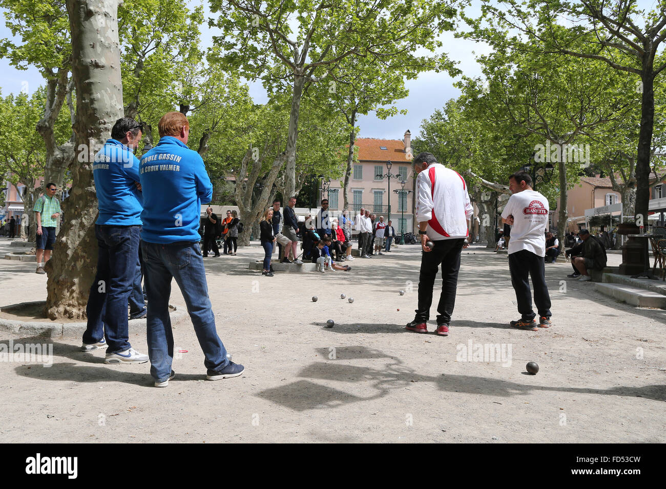 Saint Tropez, playing Petanque (French bowls) on the Place des Lices ...