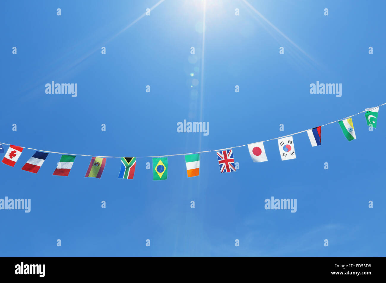 Colorful flags in wind hi-res stock photography and images - Alamy