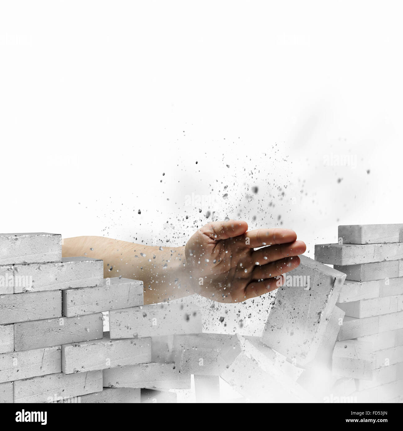 Hand breaking bricks hi-res stock photography and images - Alamy