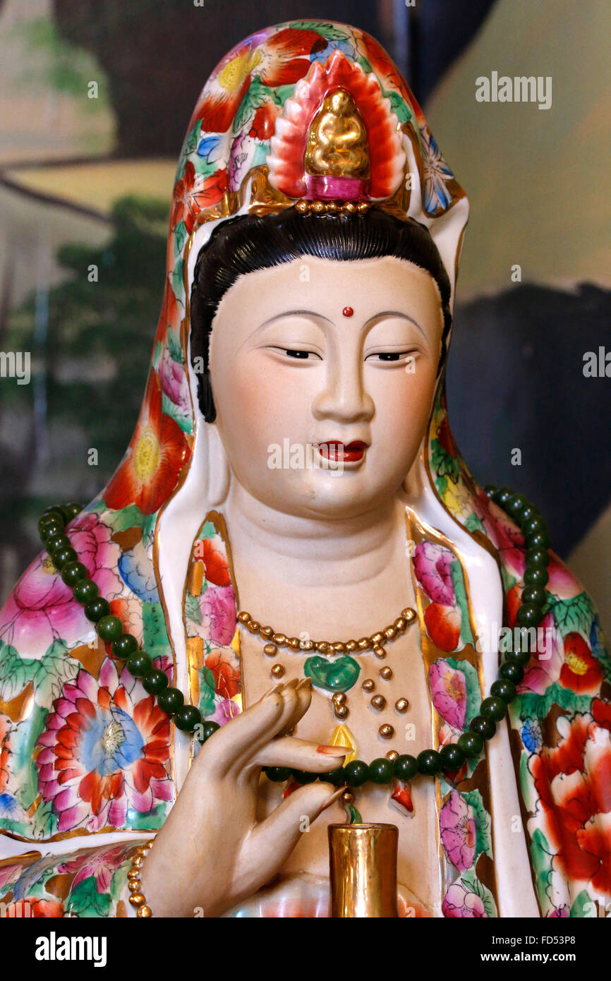 Tu An Buddhist temple. Quan Am bodhisattva of compassion or goddess of ...